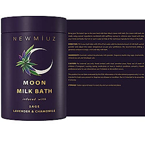 Cleansing Sage Moon Milk Bath Soak - Lavender Chamomile - Moisturize & Soften Skin Spiritual Stress Relief Gifts for Women Destress Luxury Spa Bath Salt Powder Birthday Perfect Stocking Stuffers