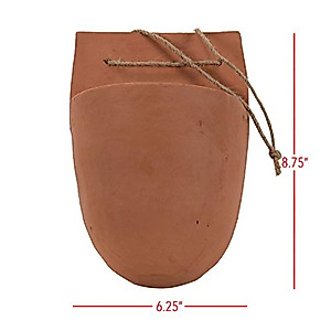 Foreside Home & Garden Terracotta Hanging Wall Storage Pocket with Jute Hanger
