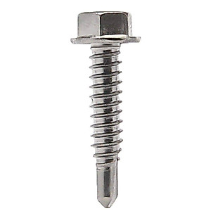 #14 x 3-1/2 Hex Washer Head Self Drilling Tek Screws Stainless Steel 410 Qty 25 842176156002