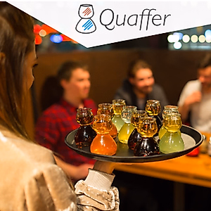 QUAFFER 2 Personalized Shot Glass Custom Text - Laser Etched Double Bubble Layered Shot Glasses – Customized Chaser Shot Glass Jigger – Great Barware Gift (1.25oz Top, 2.25oz Bottom)