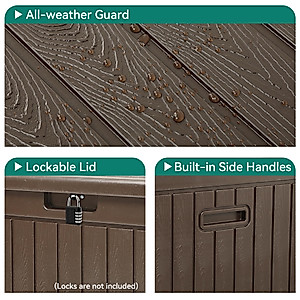 YITAHOME 260 Gallon Large Deck Box with Divider & Side Handles, Outdoor Double-Wall Storage for Patio Furniture Cushions, Garden Pool Accessories, Water Resistant & Lockable