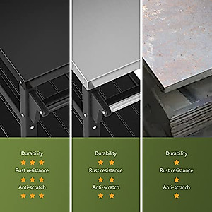 Outdoor Prep Dining Table,Movable Pizza Oven Stand, Stainless Steel Patio Bar Cart,Patio Grilling Backyard BBQ Grill Cart,Dark Gray Tabletop（Black）