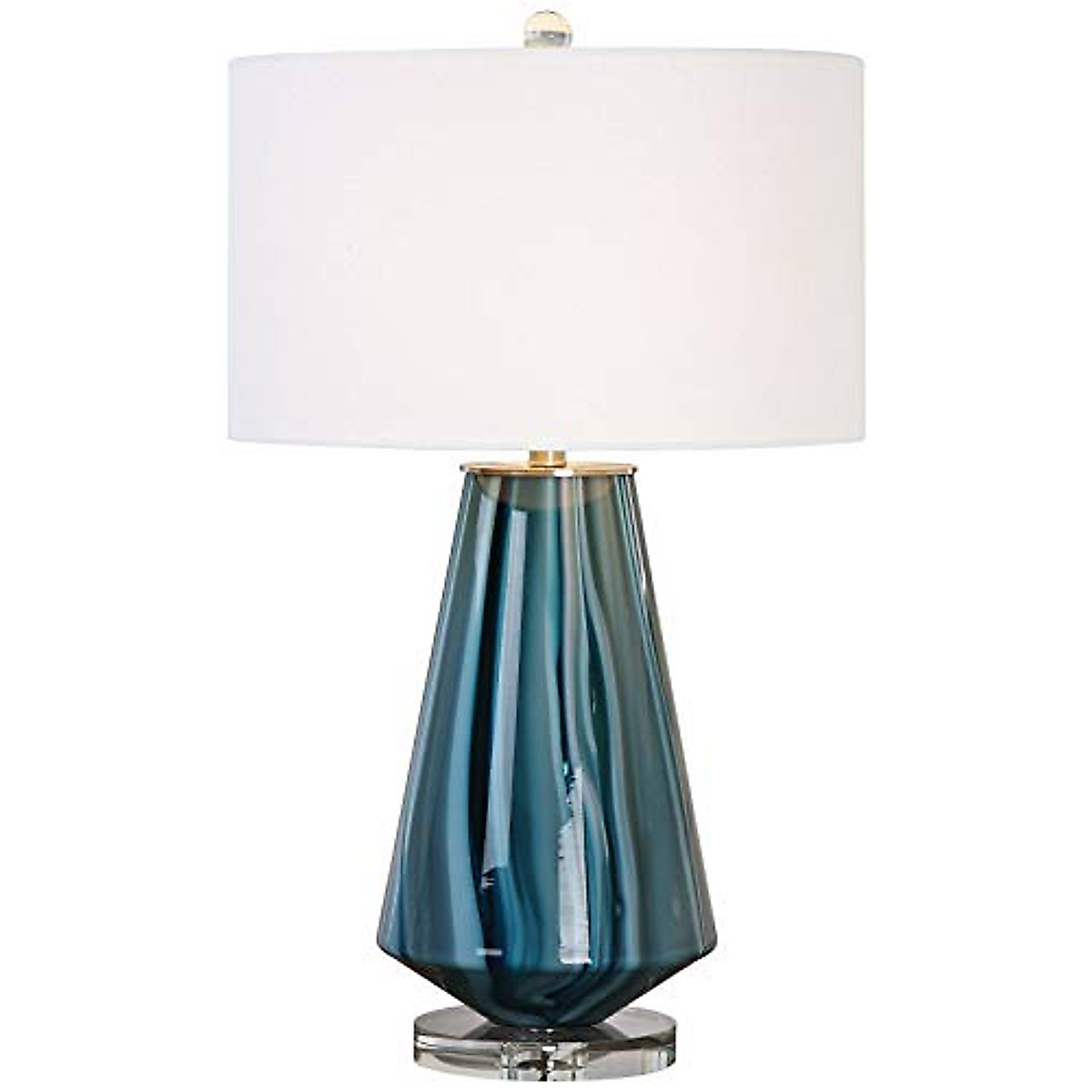 Uttermost Pescara Teal-Gray Glass Blue-Swirl Table Lamp