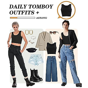 AGILONG Chest Binder for FTM Women Transgender Tomboy Binder Trans Pullover Elastic Breast Binder Bras Tank Tops(Medium,Black)