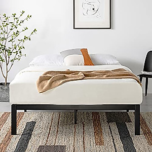 Mellow Rocky Base E 14" Platform Bed Heavy Duty Steel Black, w/ Patented Wide Steel Slats (No Box Spring Needed) - King