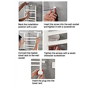 Towel Warmer Rack, 8 Bars Heated Towel Warmer Rack with Intelligent Digital Display,Built-in Smart Timer,104℉-149℉, Wall Mounted Towel Warmer Rack with Top Shelf for Bathroom,White