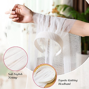 Geosar Bachelorette Party Headband Veils, White, for Bride Bridesmaid Favors, Head Covering