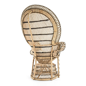 KOUBOO Grand Pecock Retro Peacock Chair in Rattan with Seat Cushion, Natural Color, Large