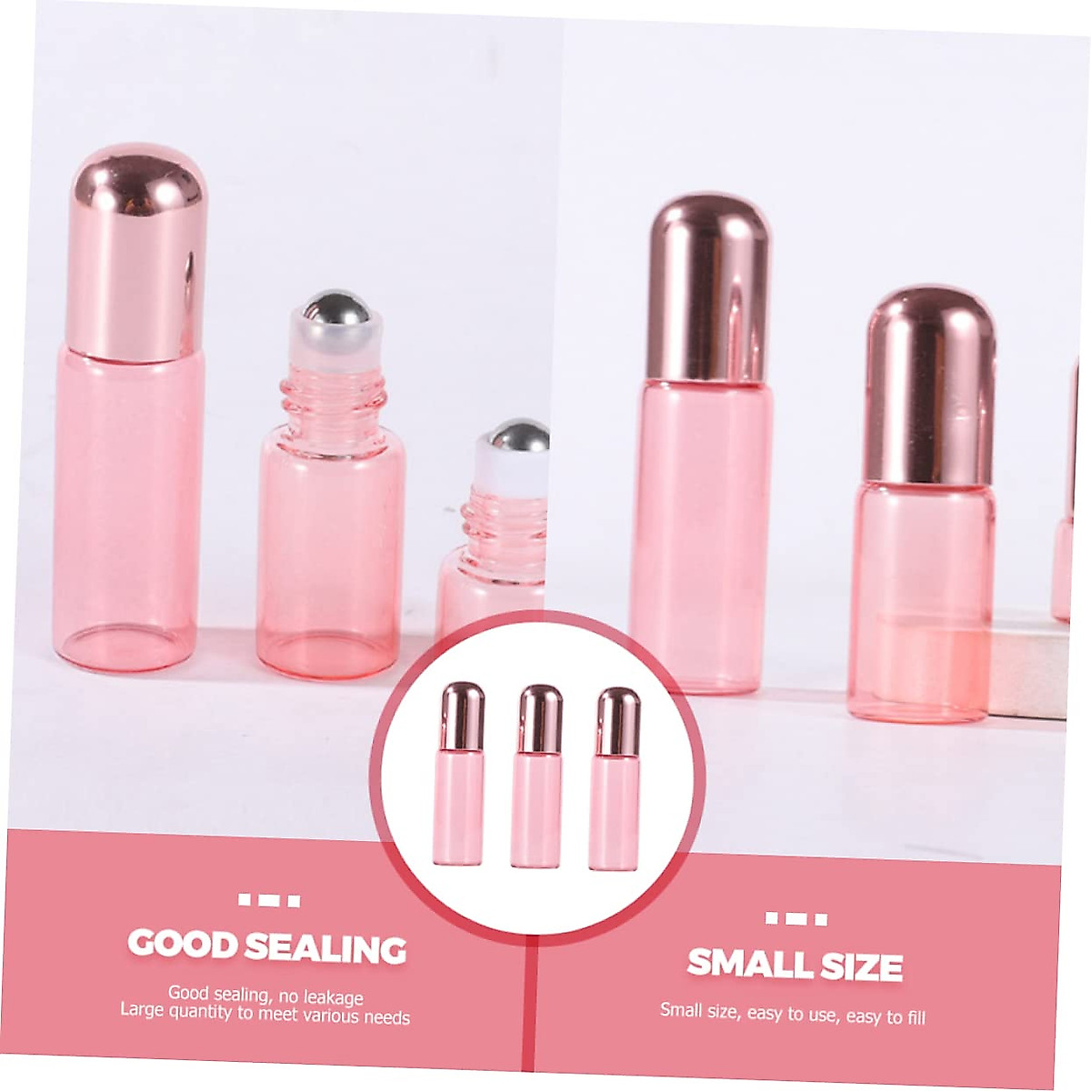Lurrose 10pcs roller Mini Home - Women Sample Refillilable Perfume Oil Tube for Cosmetics Vials Size Lip Er Essential Vial Bottles Refillable Cosmetic Lid Small Ml Diffuser Travel Aroma