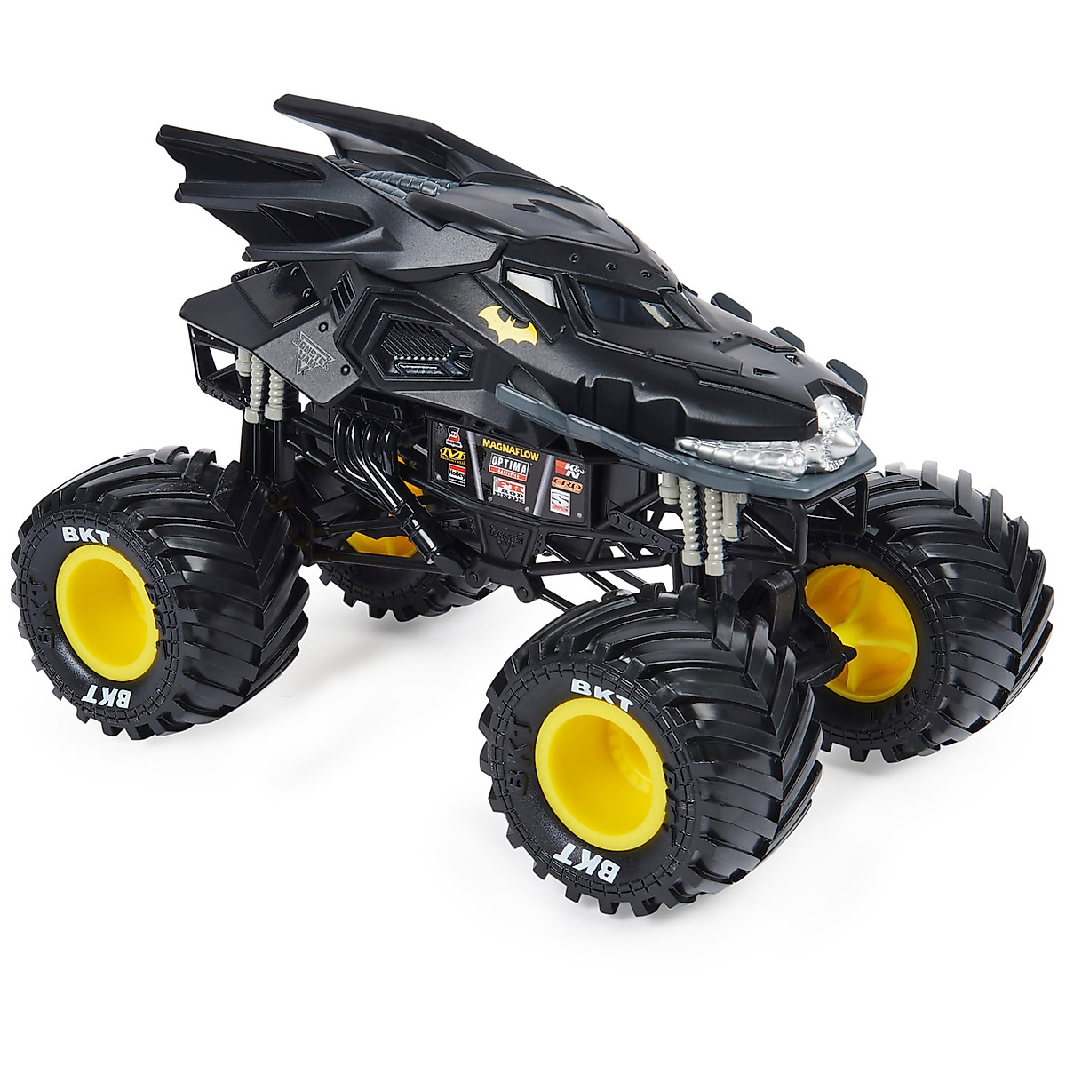 Monster Jam Official Batman Monster Truck - Retro Batmobile Collector 1:24 Scale Die-Cast Vehicle - Chrome Rims and BKT Tread Tires for Use in All Playsets - Collectible for Fans & Birthday Parties