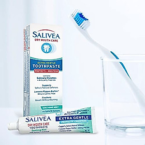 SALIVEA Dry Mouth Toothpaste - Soothing Mint Toothpaste with Natural Salivary Enzymes - Gentle Toothpaste to Aid Dry Mouth Care - Natural, Paraben Free Dry Mouth Toothpaste - Mint Flavor (2 Pack)