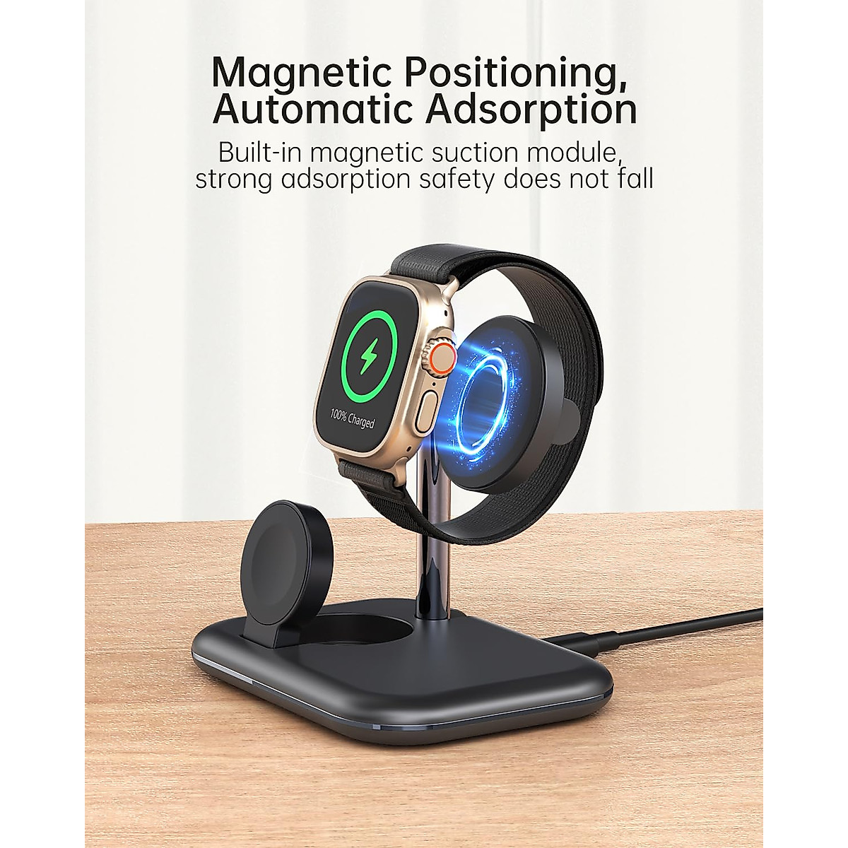 Charger Stand for Apple Watch, 2 in 1 Foldable Wireless Charging Station for Apple Watch Ultra/Ultra2/10/9/8/7/6/5/3/2/1/SE/SE2