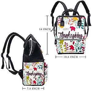 Happy Thanksgiving Colorful Leaves Card Diaper Bag Backpack Baby Nappy Changing Bags Multi Function Large Capacity Travel Bag