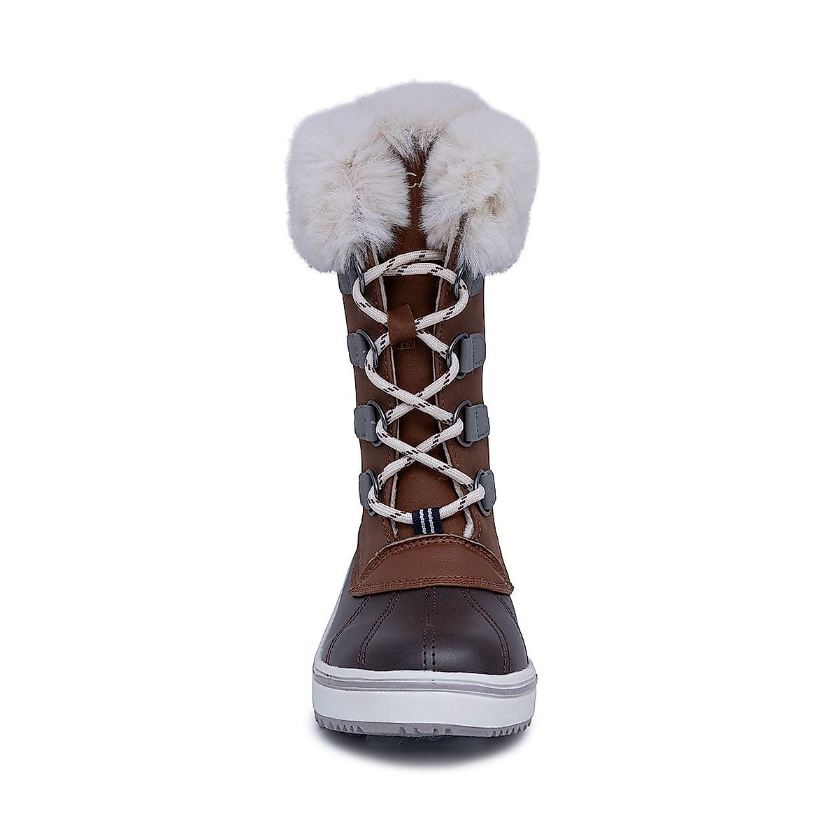 NAUTICA Women's Lace-Up Winter Snow & Rain Boots - Water-Resistant Insulated Boots with Cozy Faux Fur Lining for Warmth and Comfort-Glenoak-Brown Size-10