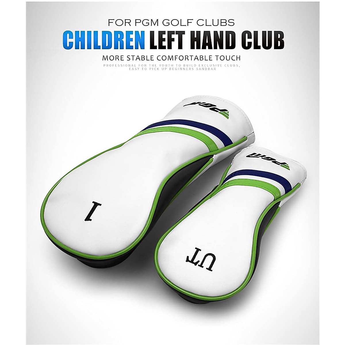 Kids Left Hand Golf Club Wood, 1#5 Golf Drivers for Junior, Wooden Pole Golf Putter with Golf Headcover (Green,#5 Wood- Age 9-12)