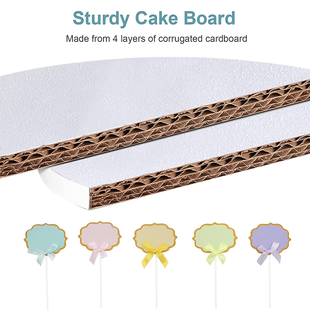 Distlety Cake Boards Drum Round 6 Pack, 1/2" Thick 12 inch Cake Drum, Cake Decorating Supplies White Smooth Edge for Multi-tier Birthday Wedding Party Cake drum board