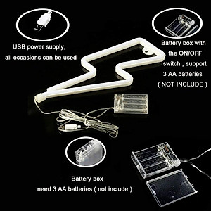 Nordstylee Neon Lightning Light Signs,Led Lightning Night Lights for Kid's Gift, Wall, Birthday Party, Christmas, Wedding Decoration(red)