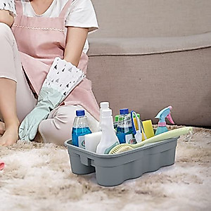 Ramddy Plastic Organizer Caddy, Carry Caddy with Handle, Gray, 4 Packs