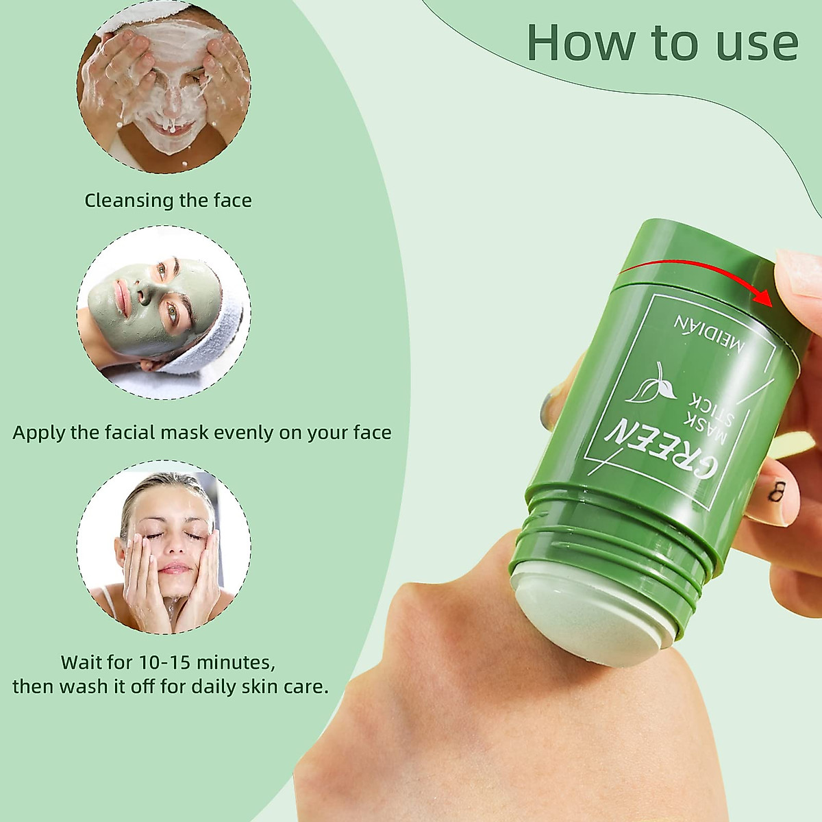 YIROCKAABBLL Green Tea Stick Mask for Face,green mask stick Blackhead Remover with Extract,Deep Pore Cleansing,Moisturizing,Oil Control,Clay Face Mask,Skin Brightening All Skin Types Men Women (3PCS)