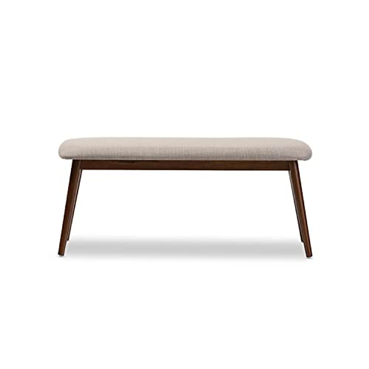 Baxton Studio Flora Mid-Century Modern Light Grey Fabric and OakMedium Brown Finishing Wood Dining Bench