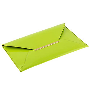 Faux Patent Leather Envelope Candy Clutch Bag, Lime