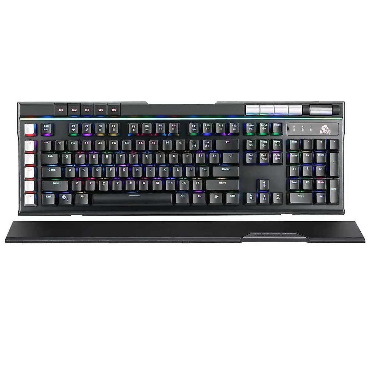 Marvo BigBang P1 KG965G RGB Mechanical Gaming Keyboard, Full Size Mutimedia, USB 2.0, Blue Switches, RGB backlighting For Each Key, Anti-ghosting, 19-key Rollover Support, 6 macro keys, Black