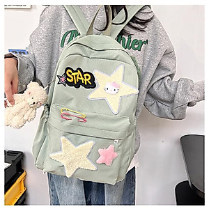 Cute Backpack for Women Men, Kawaii Y2K Grunge Trendy Colorful Harajuku Hiking Travel Backpack Aesthetic Backpack (Green)