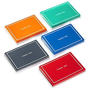 Hallmark Thank You Cards Assortment, Red, Green, Blue, Black, Orange (50 Cards for Business, Weddings, Baby Showers, Bridal Showers, All Occasion)