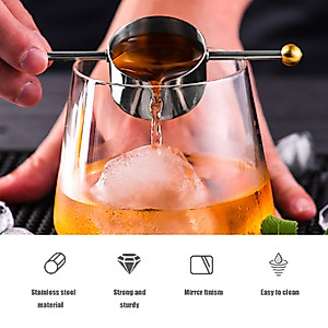 Stainless Steel Bar Jigger with Handle Measuring Tool for Whiskey Cocktail Tequila Liquor Barware 2 pcs (Silver)