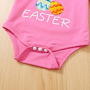 MoryGooder Baby Girl My 1st Easter Outfit Newborn Easter Bell Bottom Outfit (Pink,0-3 Months)