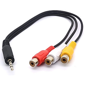 GLHONG 3.5 to RCA Audio Splitter Cable, 3.5mm Mini 1/8" TRS Stereo Male to 3 RCA Female Jack Adapter Cord - 25cm (3.5mm Male Straight to 3RCA Female)