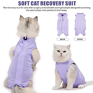 Idepet Cat Surgery Recovery Suit Kitten Onesie for Cats After Surgery Female Breathable Kitty Spay Suit for Abdominal Wound Skin Diseases E-Collar Alternative Wear(Purple,M)