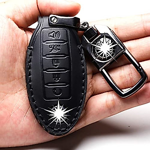 DLUBCZ Keychain Fob Cover Case Compatible with Nissan Keyless Remote Control for Nissan X-Trail Rogue Altima Quest Pathfinder Sentra Patrol CIMA Fuga Armada Teana Murano etc (C-Black)