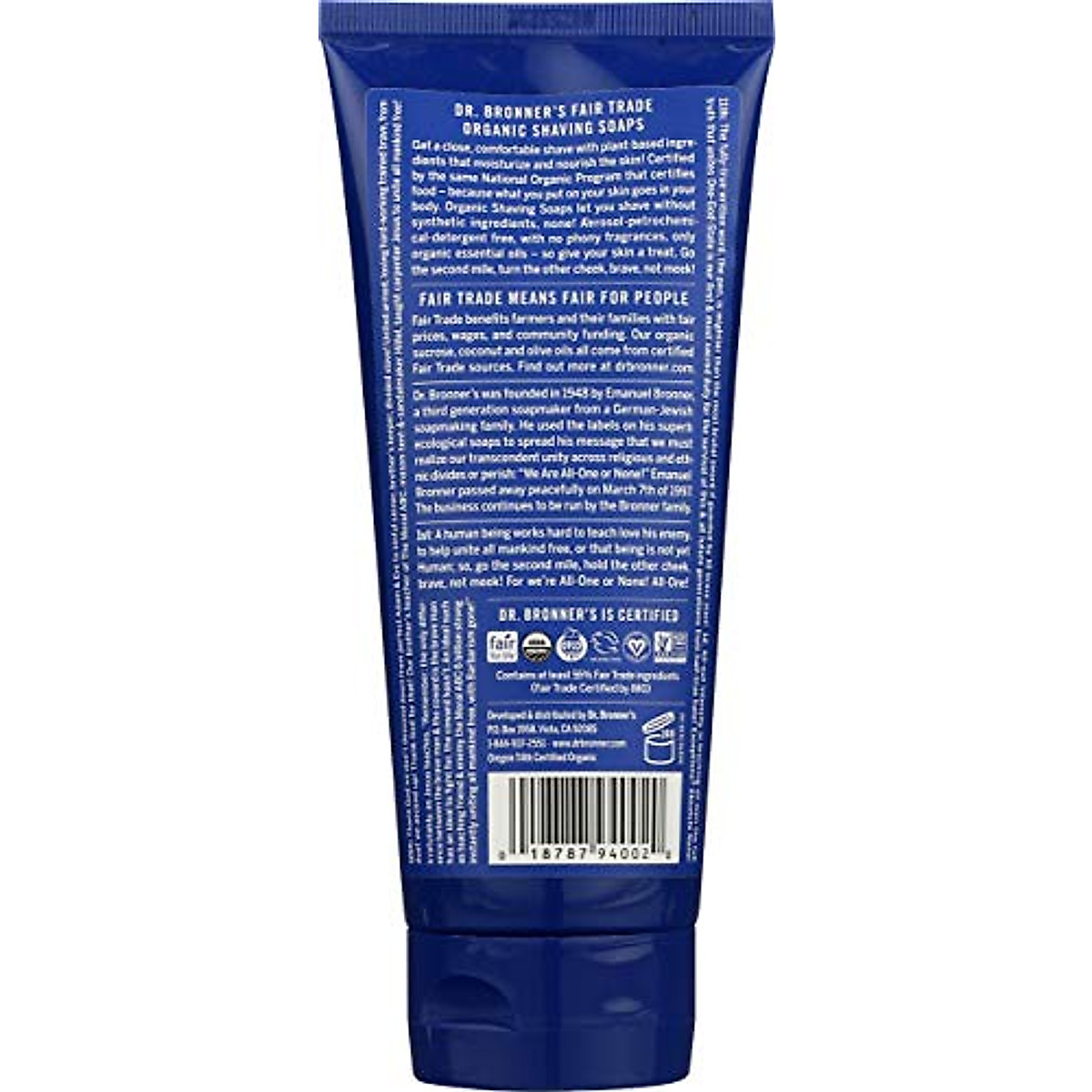 Dr. Bronner's Certified Organic Body Care Spearmint Peppermint Shaving Gels 7 fl. oz. (a)