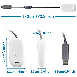 OSTENT USB Wireless Controller PC Laptop Computer Receiver for Microsoft Xbox 360 Slim Game Color White