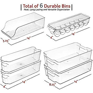 StorageMaid Stackable Storage Fridge Bins - Refrigerator Organizer Bins for Fridge, Freezer, Pantry and Kitchen. Includes Bonus Magnetic Dry-Erase Whiteboard & Markers Set (9-Piece Set)