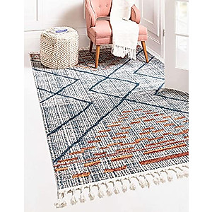 Unique Loom Aramis Collection Area Rug - Kavi (6' 1" x 9' Rectangle, Blue/ Ivory)