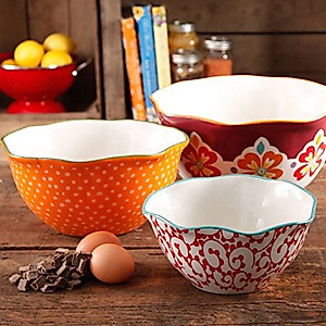 The Pioneer Woman Flea Market Scalloped Edge Serving Bowl Set, 3-Piece (Pack of 2)