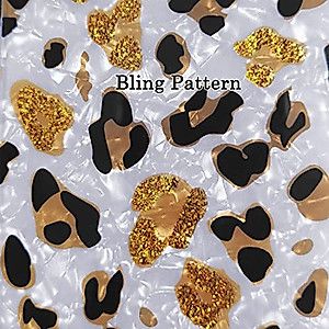 J.west Case Compatiable with iPhone 13 Pro 6.1 inch,Sparkly Animal Leopard Print Pattern Vintage Cheetah Design Glitter Translucent Clear Soft TPU Slim Fit Protective Phone Case for Women Girls White