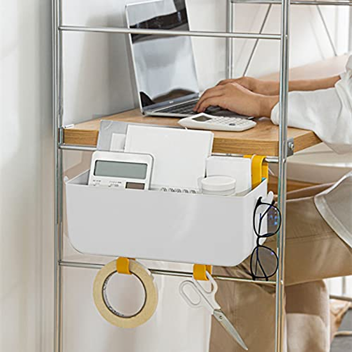 Clothes Moving Bags Student Dormitory Bedside Storage Storage Hanging Basket With Hook Large Capacity Compartmental Storage Hanging Storage Box under Storage Bins under Bed (A, One Size)