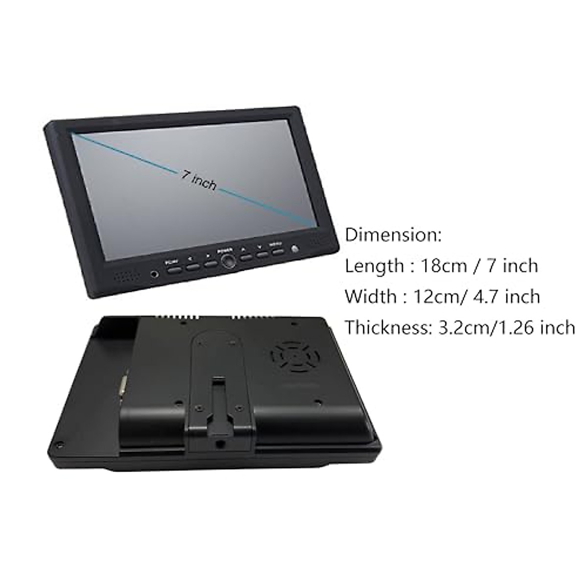 LONCEVON 7 inch Mini Monitor HD 1080P Small HDMI Monitor Portable VGA Monitor LCD Screen for PC/TV/DVD/Raspberry PI/Camera/Gaming; IPS 1024X600 Pixels; Build in Speakers&Earphone Jack