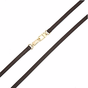 Genuine Leather Cross Body Strap for Alma BB Damier Ebene Pochette Eva Favorite PM MM Mini 10mm Coated Dark Brown with Gold Hardware (Brown120cm Gold HW)