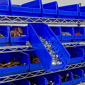 Akro-Mils 30120 Plastic Nesting Shelf Bin Box, (12-Inch x 4-Inch x 4-Inch), Blue, (24-Pack)