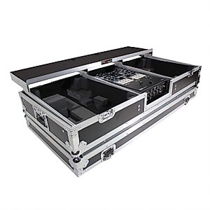 ProX XS-TMC1012WLTFBTL Flight Case+Shelf+Wheels for (2) Turntables+10"/12" Mixers