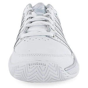 K-Swiss Women's Hypercourt Express Leather Tennis Shoe, White/Silver/Glacier Gray, 8 M