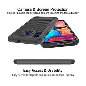 Dahkoiz for Samsung Galaxy A20/A30 Case with Tempered Glass Screen Protector, Dual Layer Drop Protection Cover Protective Phone Case for Samsung Galaxy A20/A30, Black