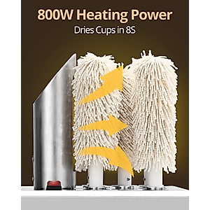 GAOMON Electric Wine Glass Polisher with 5 Pure Cotton Brushes and A High-power Heater, Stainless Steel Commercial Glass Polisher, Suitable for Bars, Kitchens and Restaurants