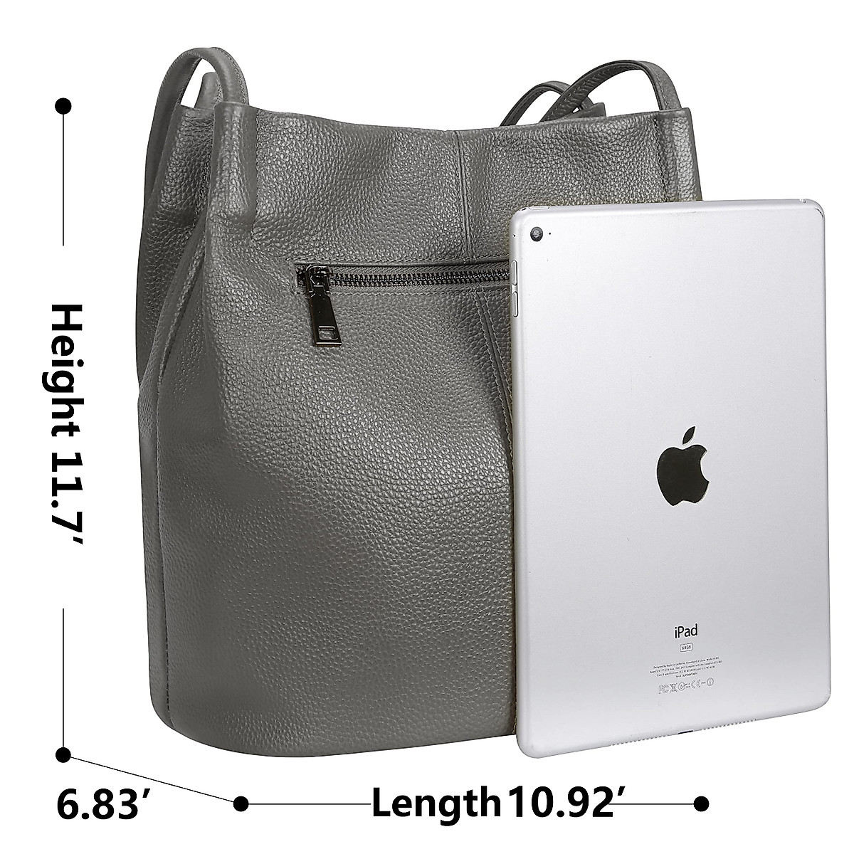 Iswee Handbags for Women Bucket Bag Purses Tote Bag Leather Hobo Bag Women's Shoulder Handbags Trendy(Grey-Lichee)
