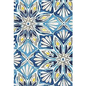 Honeycomb Indoor/Outdoor Beryl Pacific Blue Loveseat Bench Cushion: Rounded Corners, Recycled Fiberfill, Weather Resistant, Comfortable and Stylish Patio Cushion: 42" W x 18.5" D x 2.5" T