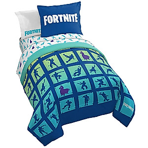 Jay Franco Fortnite Boogie Bomb 7 Piece Full Bed Set - includes Reversible Comforter & Sheet Set - Super Soft Fade Resistant Microfiber Bedding (Official Fortnite Product)